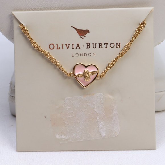 OLIVIA BURTON | Jewelry | Olivia Burton Gold Tone Pink Enamel Heart Bee ...